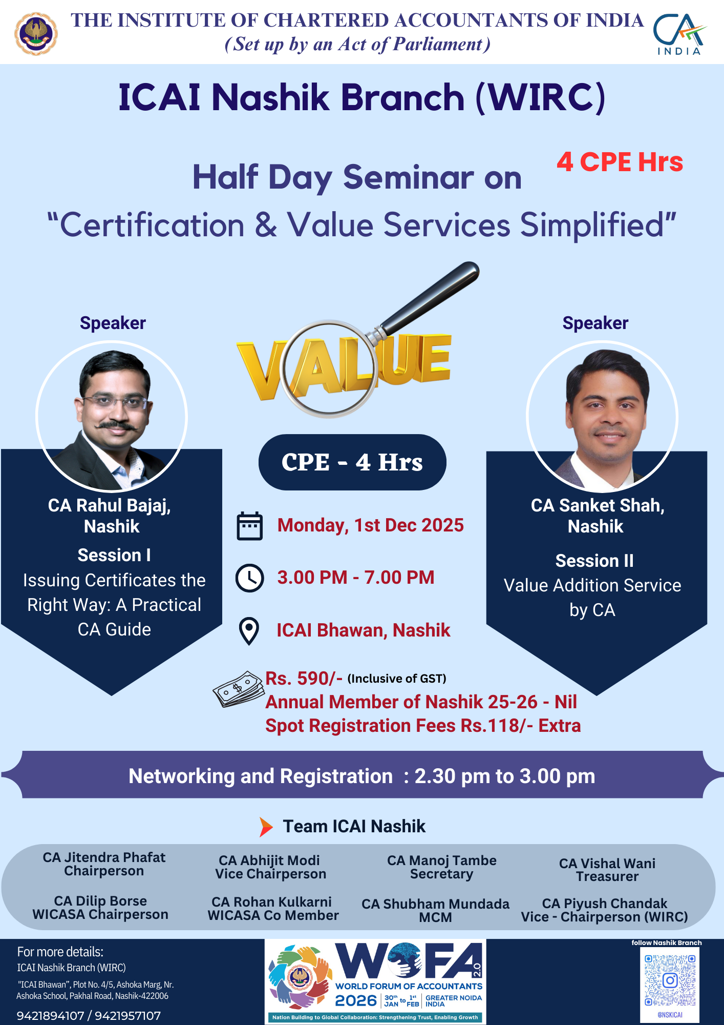 ICAI Nashik - Upcoming Events Details